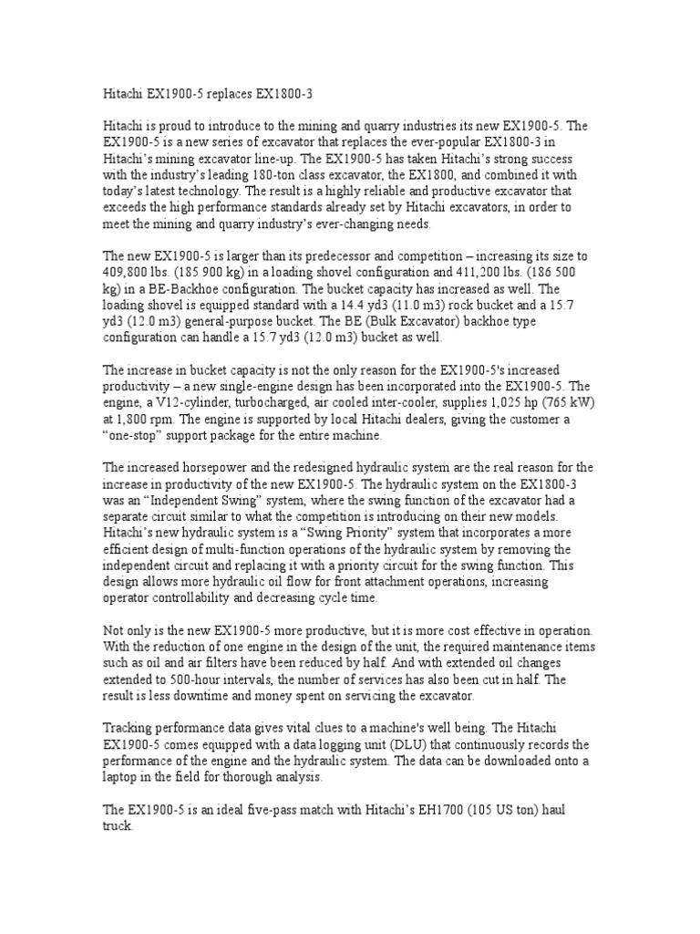 Hitachi EX1900 | PDF | Machines | Vehicles