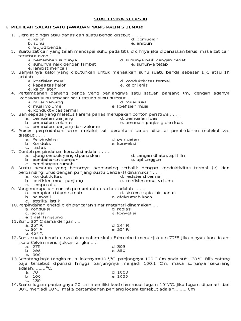 Soal Fisika Kelas Xi | PDF