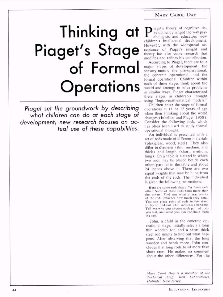 Piaget Operational Formal PDF | PDF | Thought | Competence (Human ...