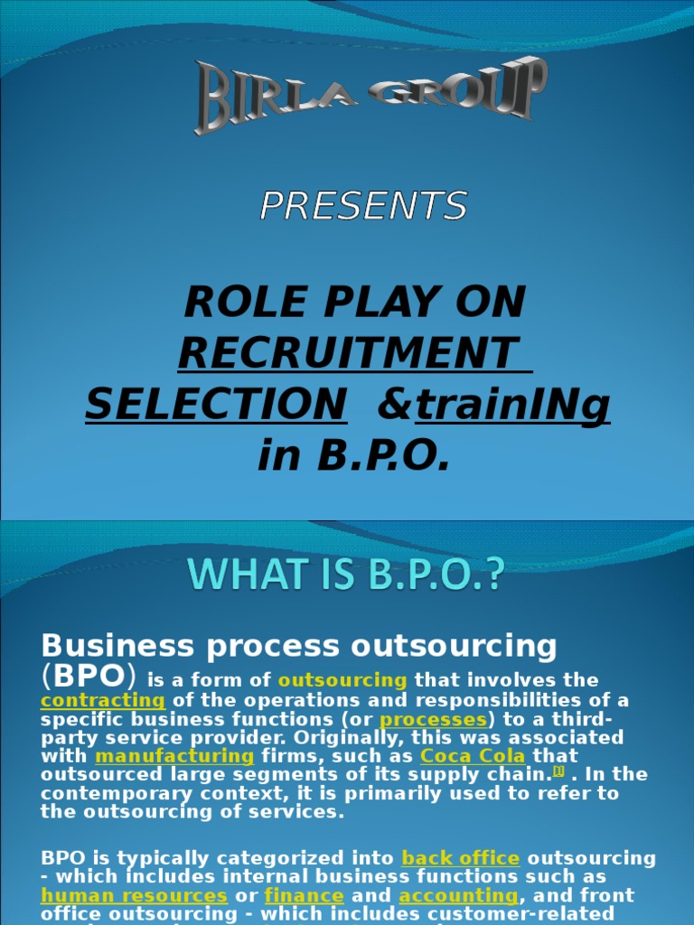 BPO Recruitment and Training Overview | PDF | Business Process ...