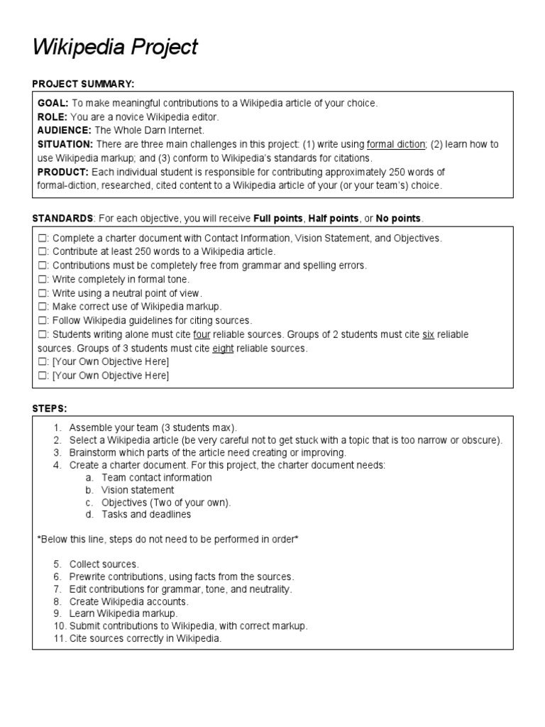 Wikipedia Editing Project Overview | PDF