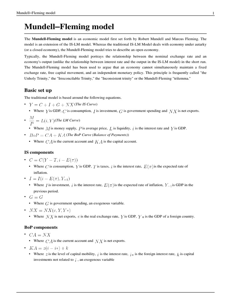 Overview of the Mundell-Fleming Model | PDF