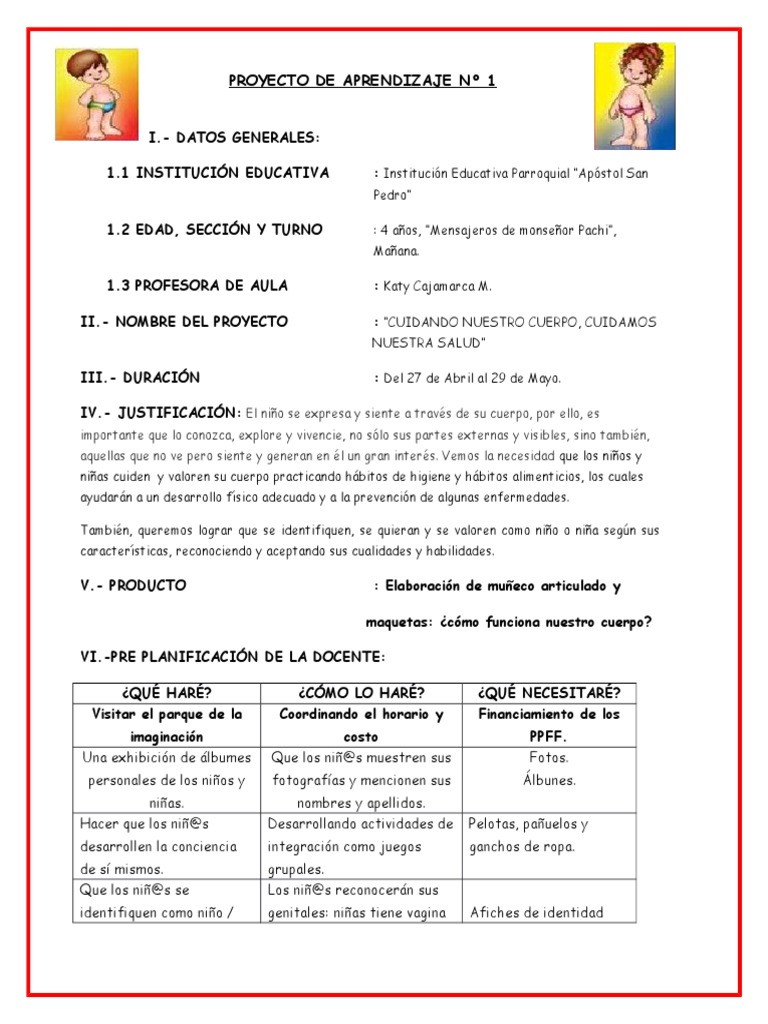 PROYECTO 1 Cuidando Nuestro Cuerpo Cuidamos Nuestra Salud | PDF | Gusto ...
