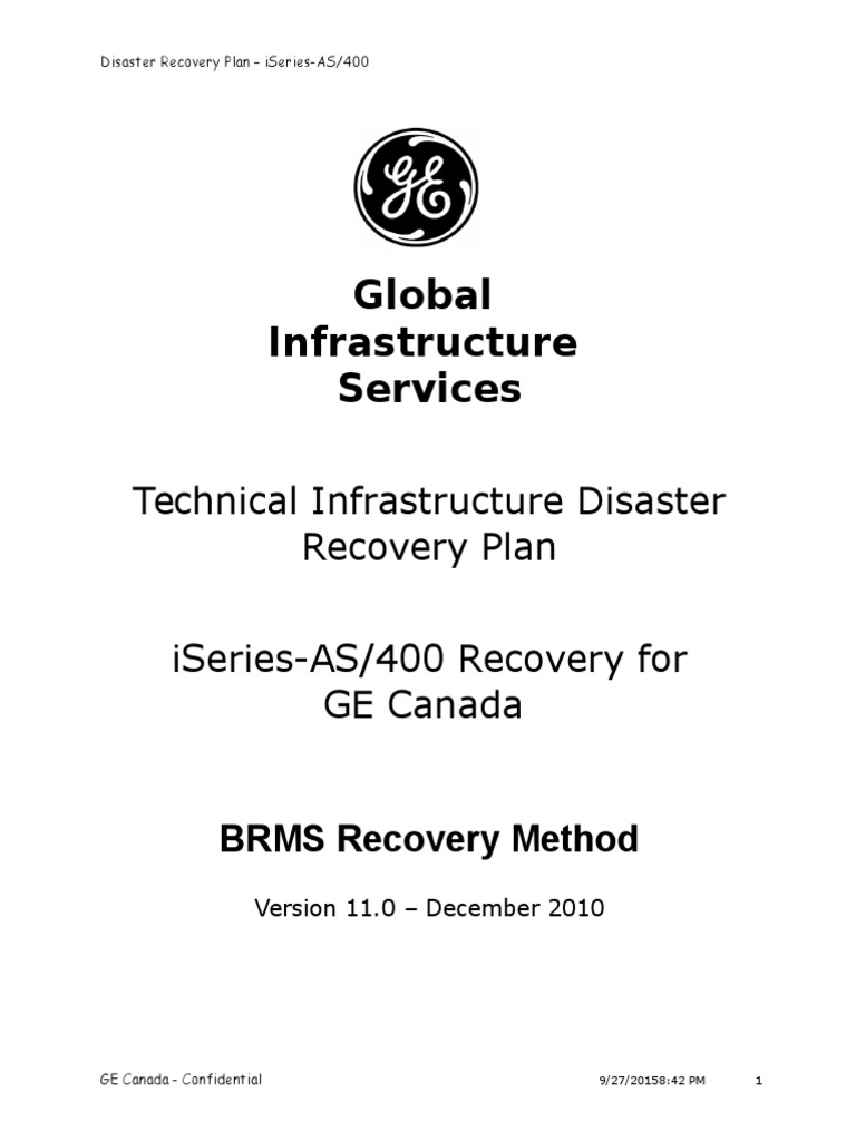 GE Canada iSeries-AS/400 Disaster Recovery Plan | PDF | Booting ...