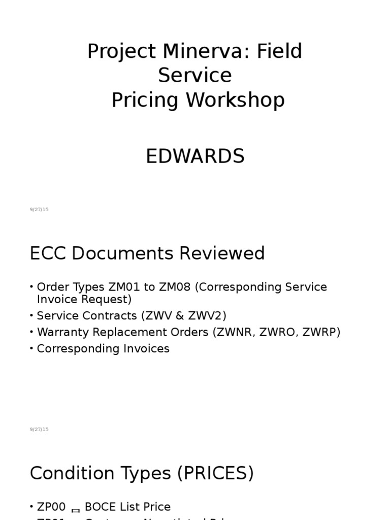 Project Minerva: Field Service Pricing Workshop: Edwards | PDF | Taxes ...