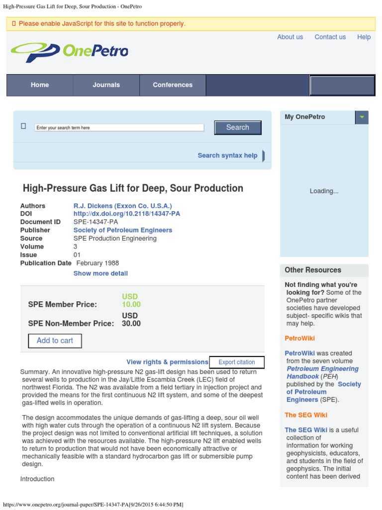 High-Pressure Gas Lift For Deep, Sour Production - OnePetro | PDF | Oil ...