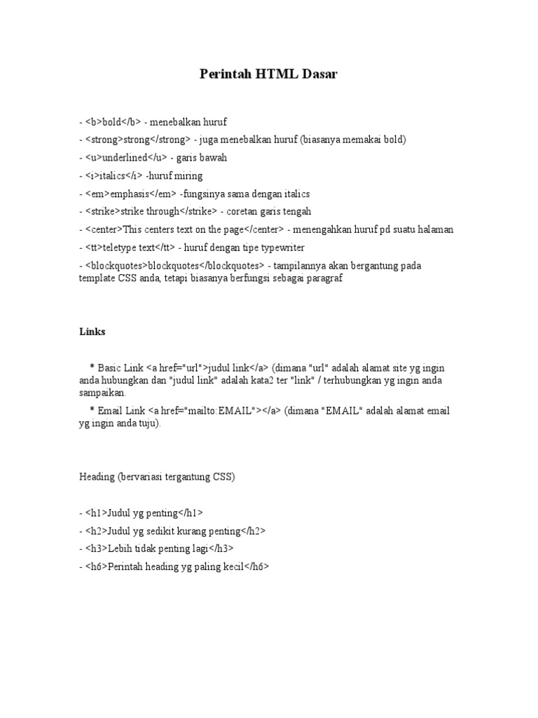 Perintah Dasar HTML | PDF