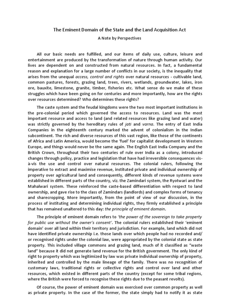 Eminent Domain and Land Acquisition Act | PDF | Eminent Domain | Ownership