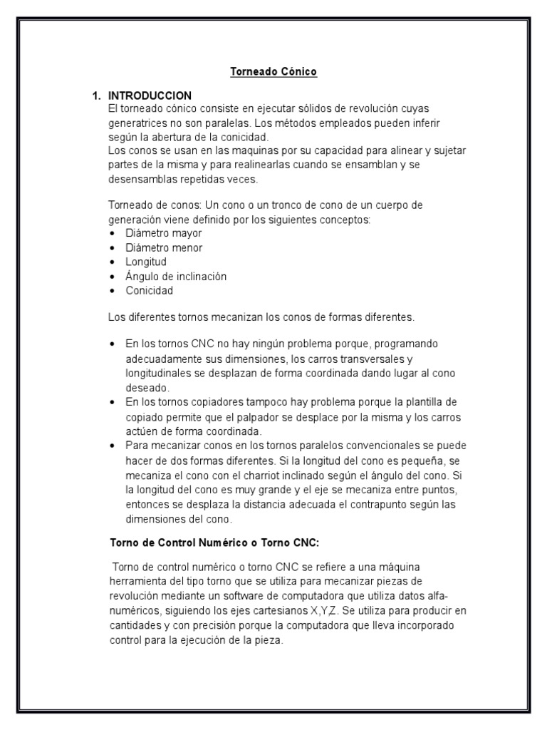 Torneado Cónico y CNC: Guía Completa | PDF | Control numerico | Mecanizado