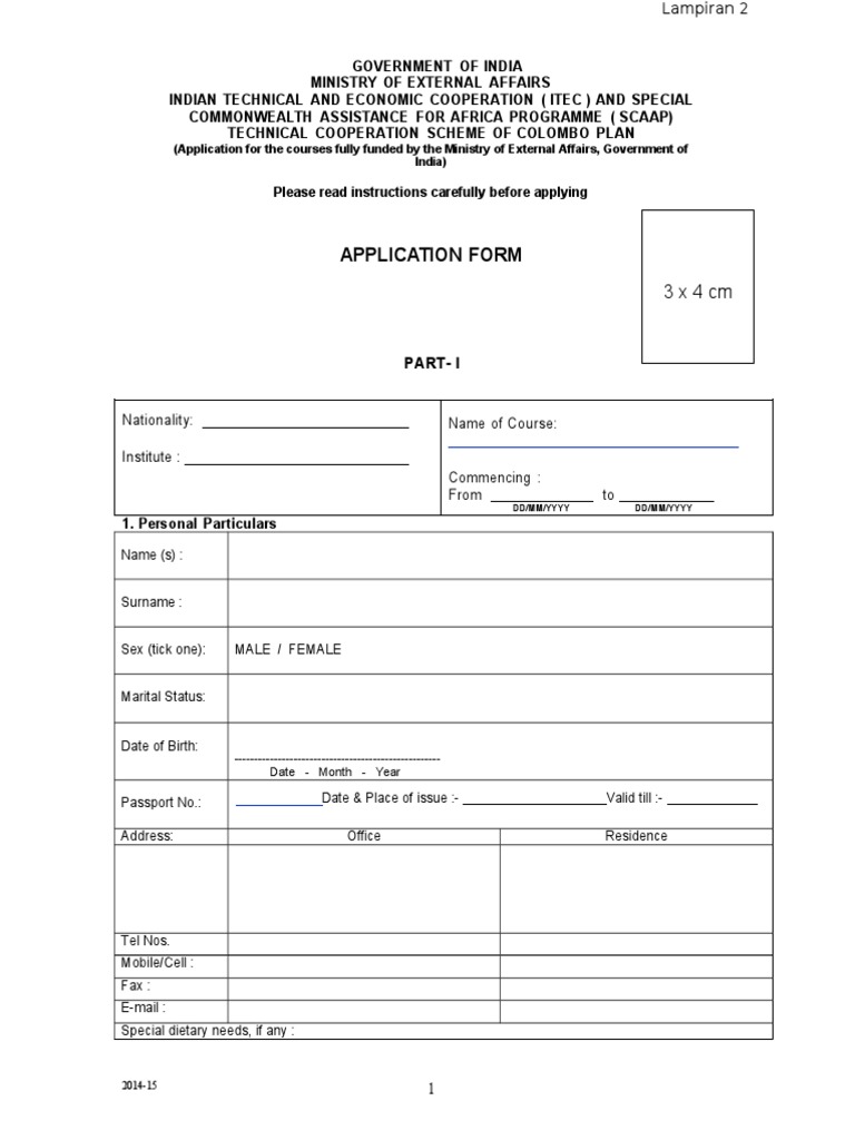 Lampiran 2 Application Form ITEC | PDF | Physician | Professional ...