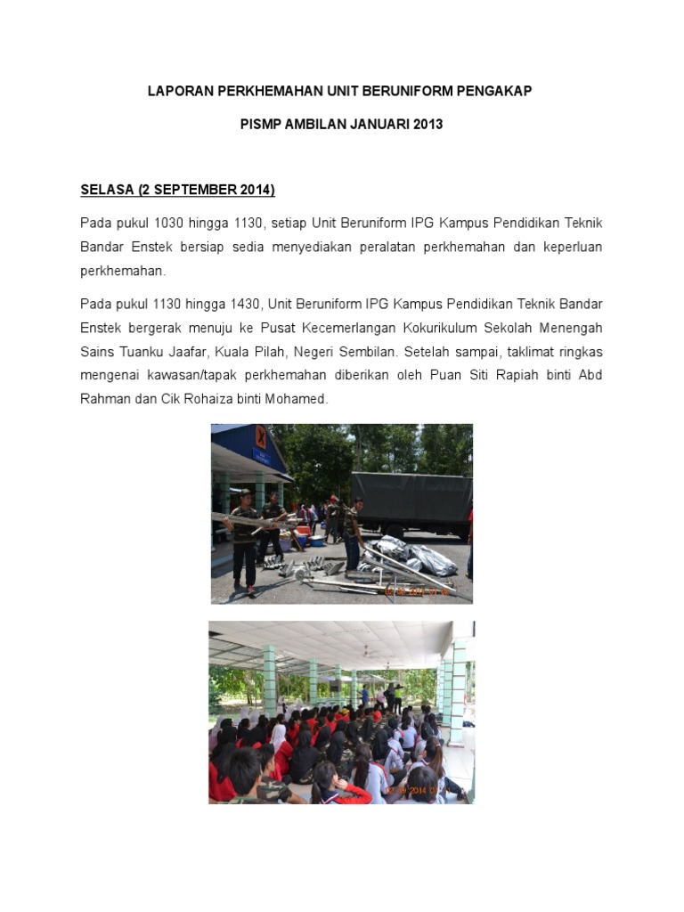 Laporan Perkhemahan Unit Beruniform Pengakap | PDF