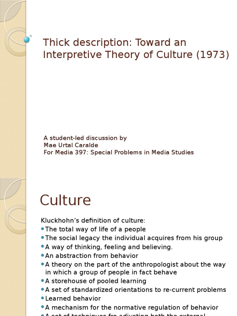 Thick Description | PDF | Ethnography | Academic Discipline Interactions