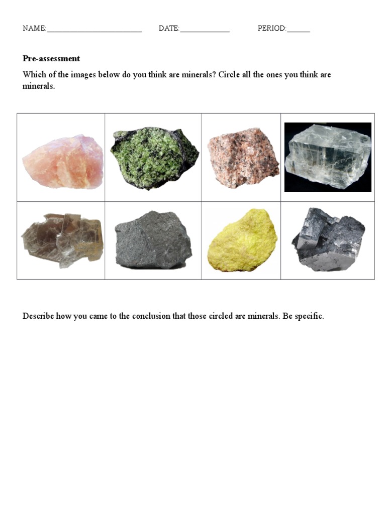 Mineral Identification Pre-Assessment | PDF