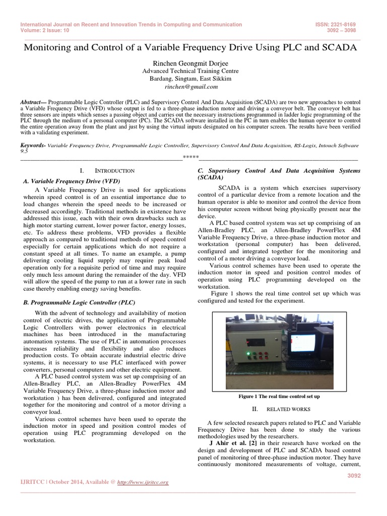 Monitoring and Control of A Variable Frequency Drive Using PLC and ...