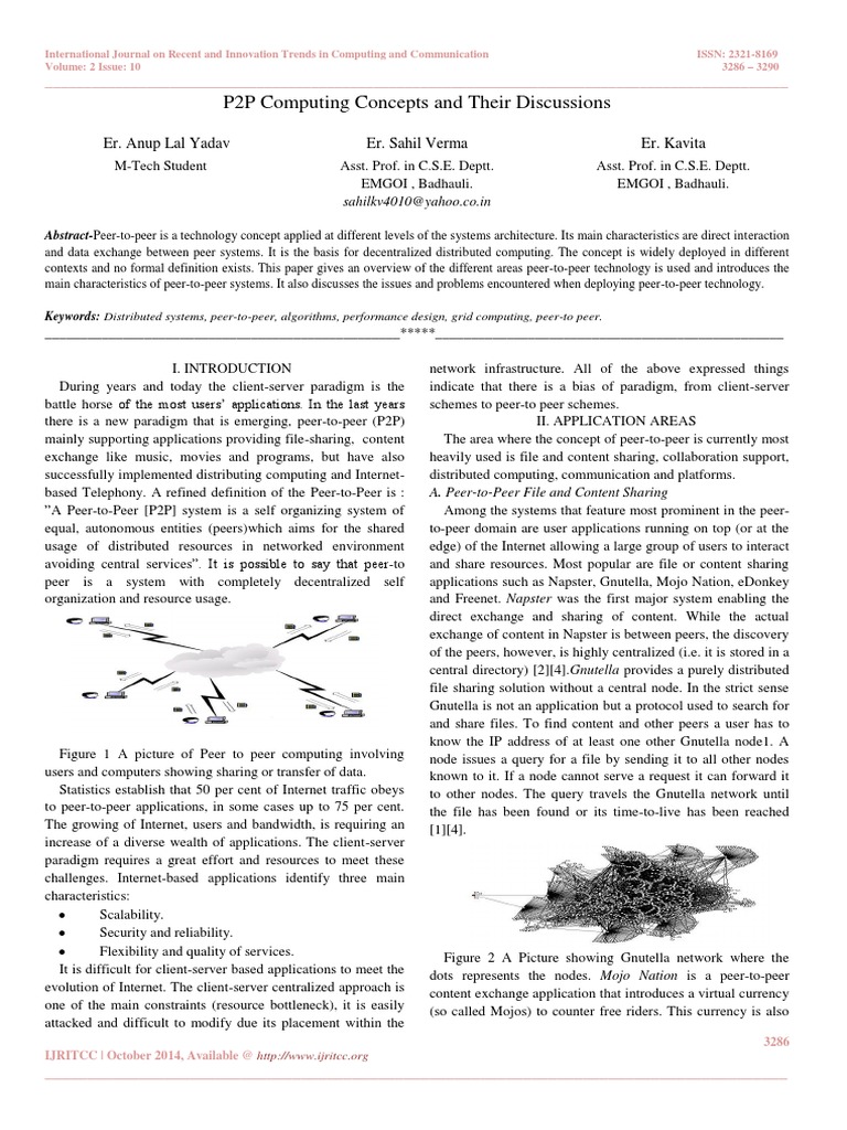 P2P Computing Concepts and Their Discussions | PDF | Peer To Peer | Computer Networking