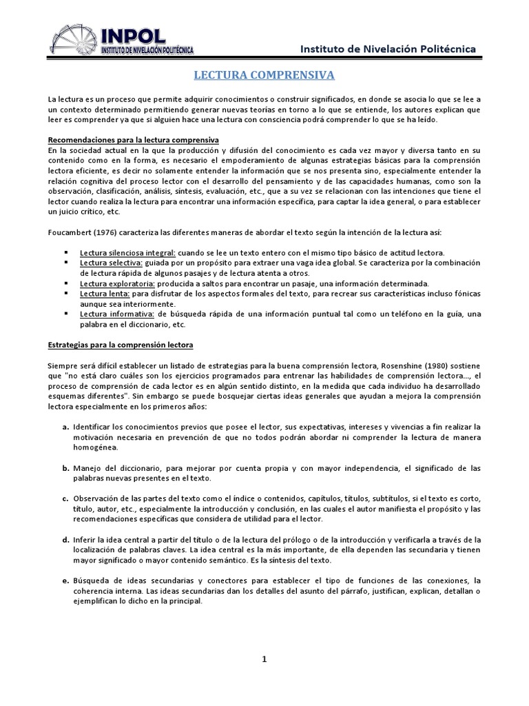 Lectura Comprensiva y Seleccion Logica | Descargar gratis PDF ...
