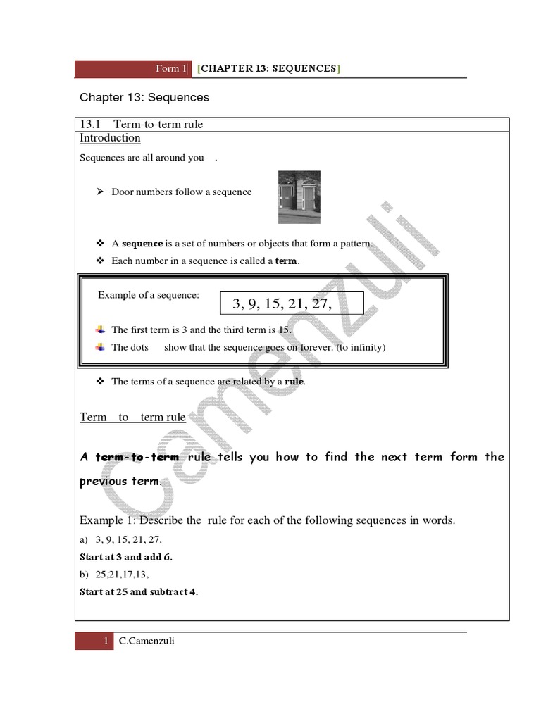 Chapter 13 Sequences Notes 2014 | PDF | Sequence | Mathematical Objects