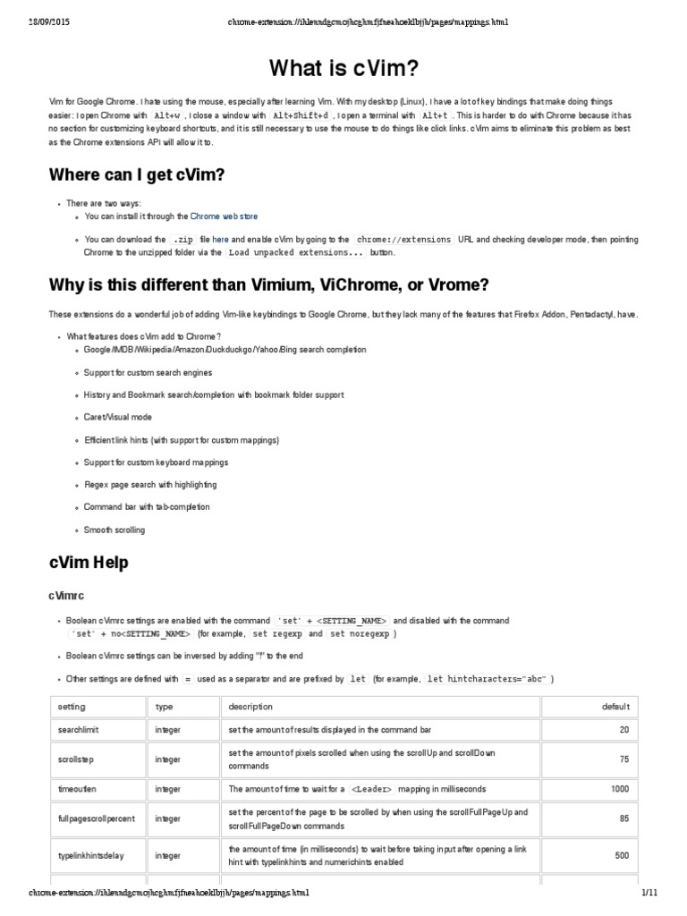Vim-like keybindings for Chrome | PDF | Google Chrome | Cursor (User Interface)