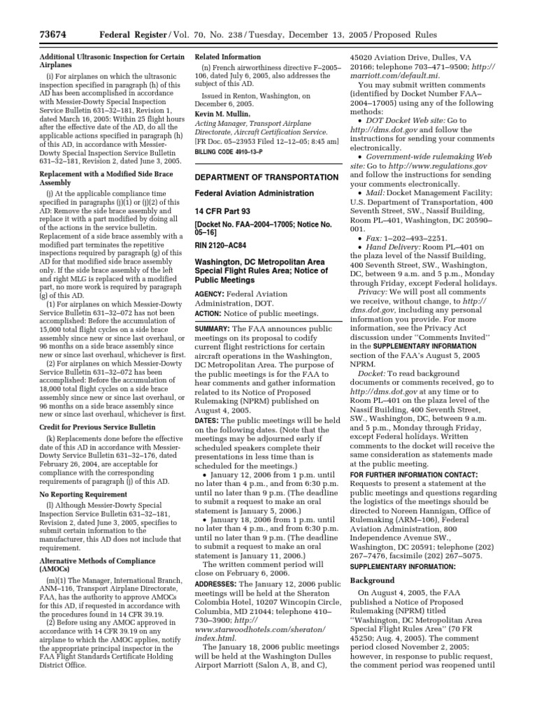 Proposed Rule: Airworthiness Directives: Washington, DC, Metropolitan ...