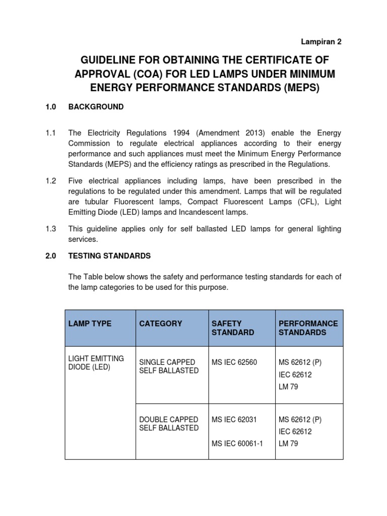 GUIDELINES FOR Certificate of Approval Lamp Latest PDF | PDF | Compact ...