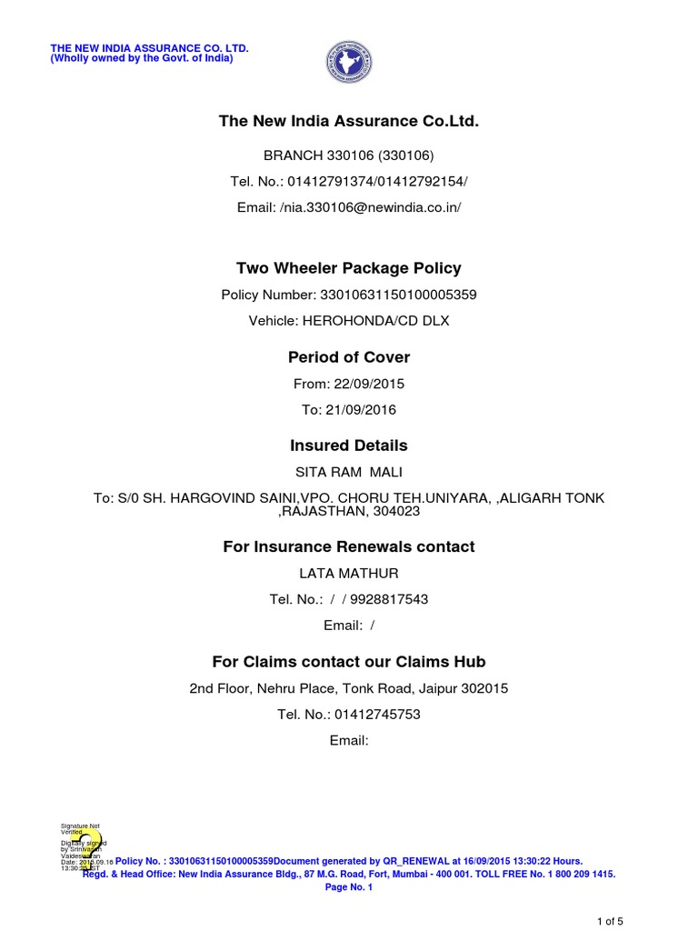 The New India Assurance Co. Ltd. (Wholly Owned by The Govt. of India ...