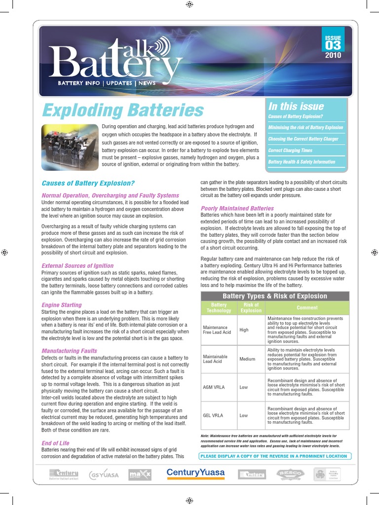Issue 3 Battery Talk Exploding Batteries | PDF | Battery (Electricity ...