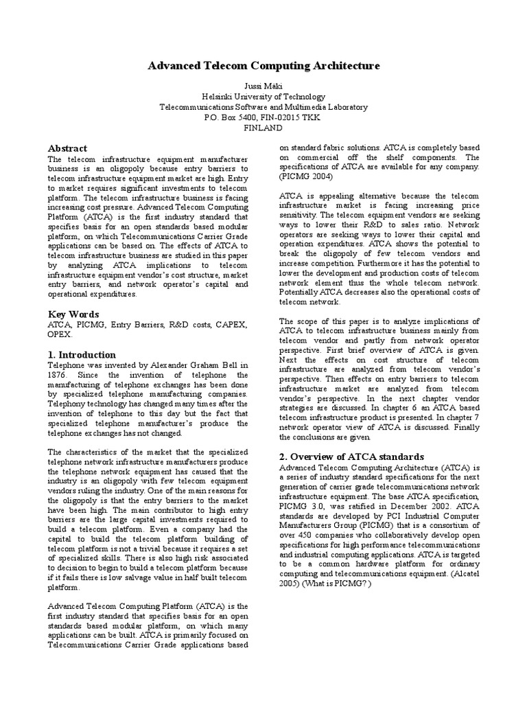 Advanced Telecom Computing Architecture | PDF | Networks | Electronics