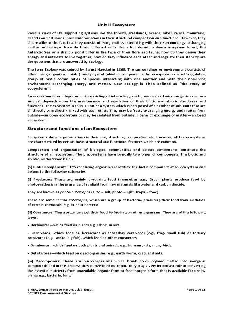 Environmental Science Ecosystem Notes | Download Free PDF | Food Web ...