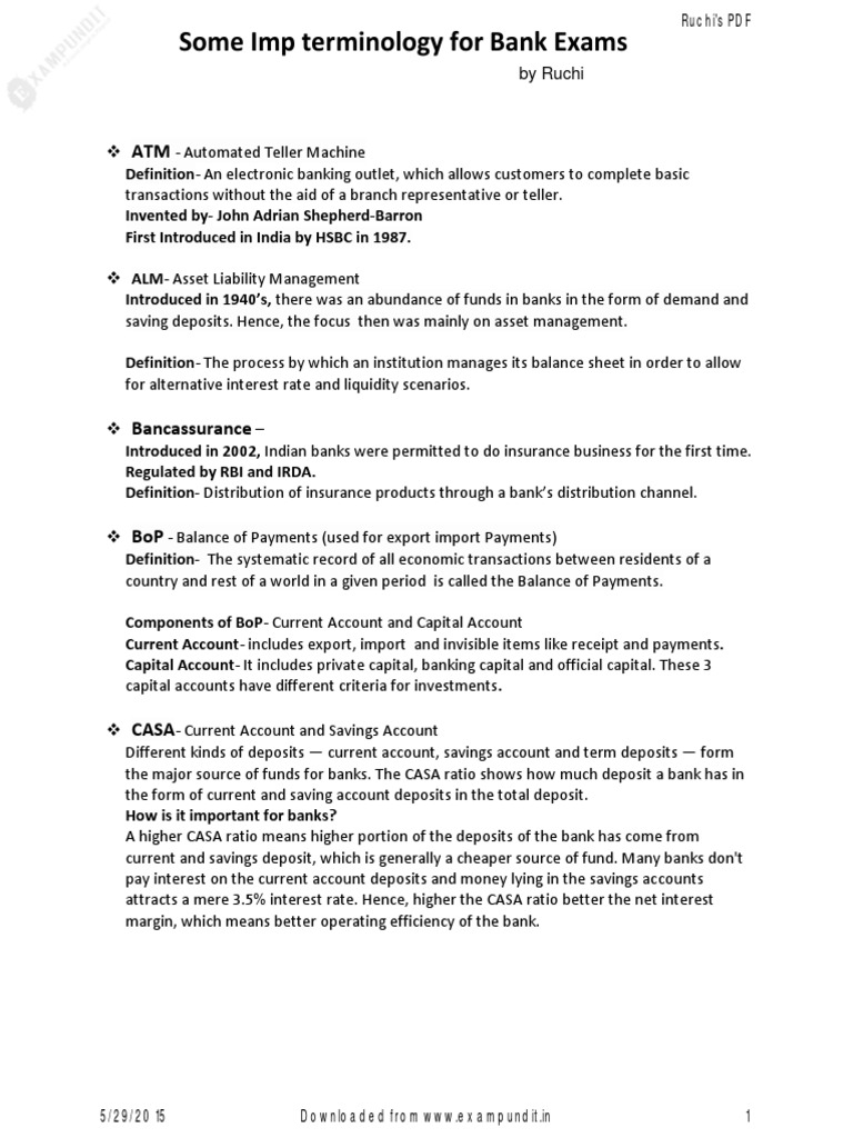 Important Banking Terms | PDF | Securities (Finance) | Banks