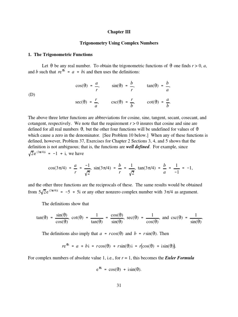 Complex Trigonometry Fundamentals | PDF | Trigonometric Functions | Sine