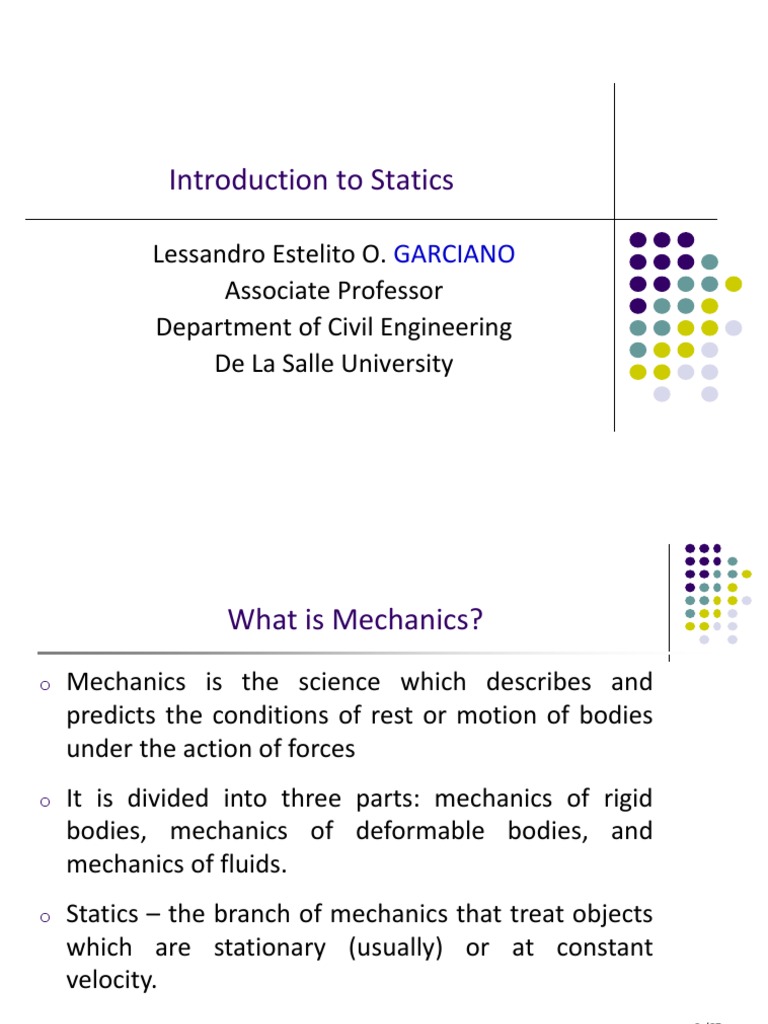 Introduction To Statics | PDF | Mechanics | Euclidean Vector