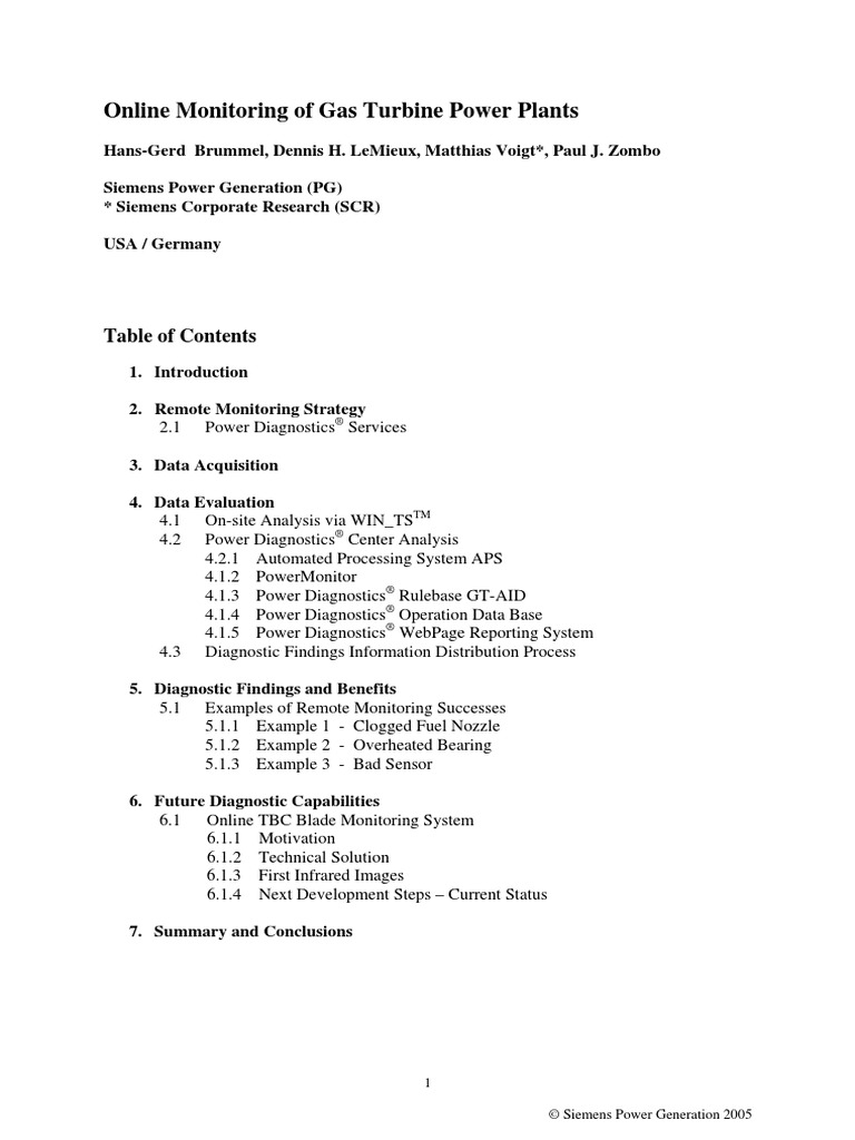 4 Online Monitoring of Gas | PDF | Gas Turbine | Medical Diagnosis