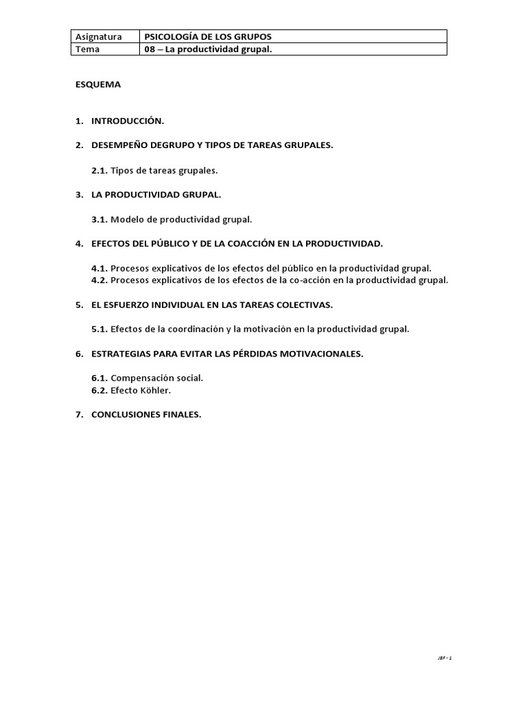 08 - La Productividad Grupal | PDF | Motivación | Motivacional