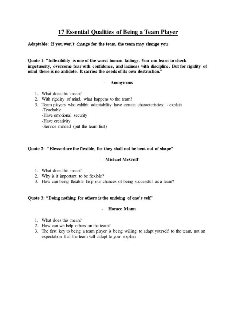 17 Essential Qualities of a Team Player | Mindset | Leadership