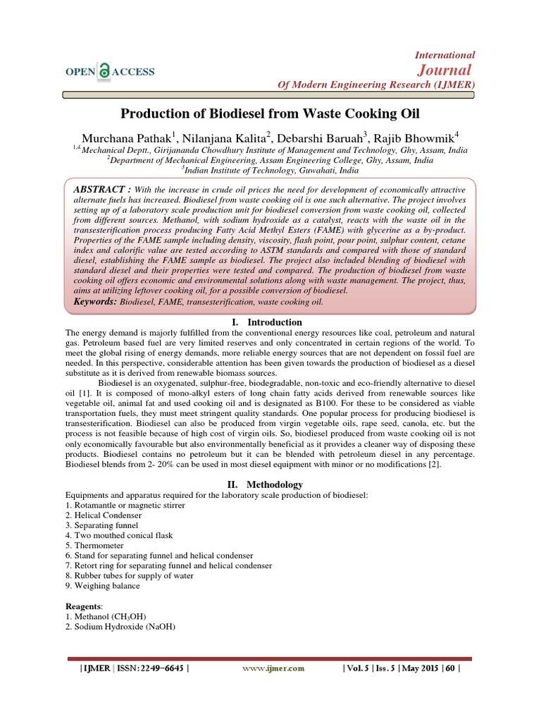 Biodiesel Processing Pdf _ Biodiesel Production Process Design – IRMT
