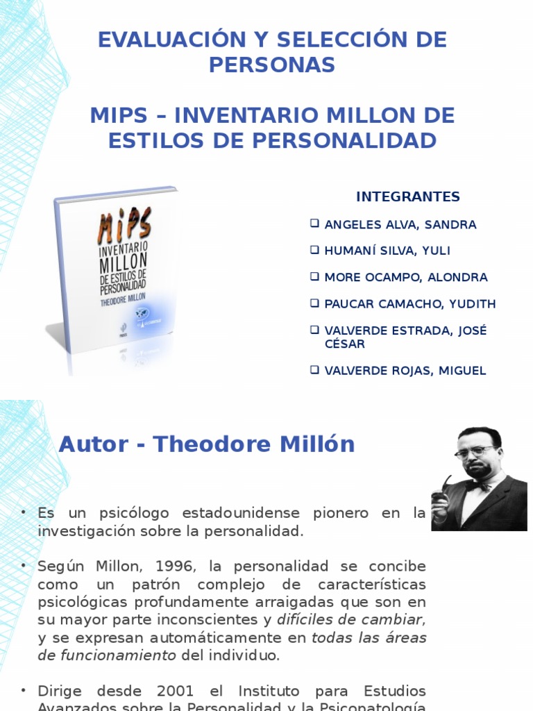 MIPS Inventario de Estilos de Personalidad de Millon | PDF | Intuición ...