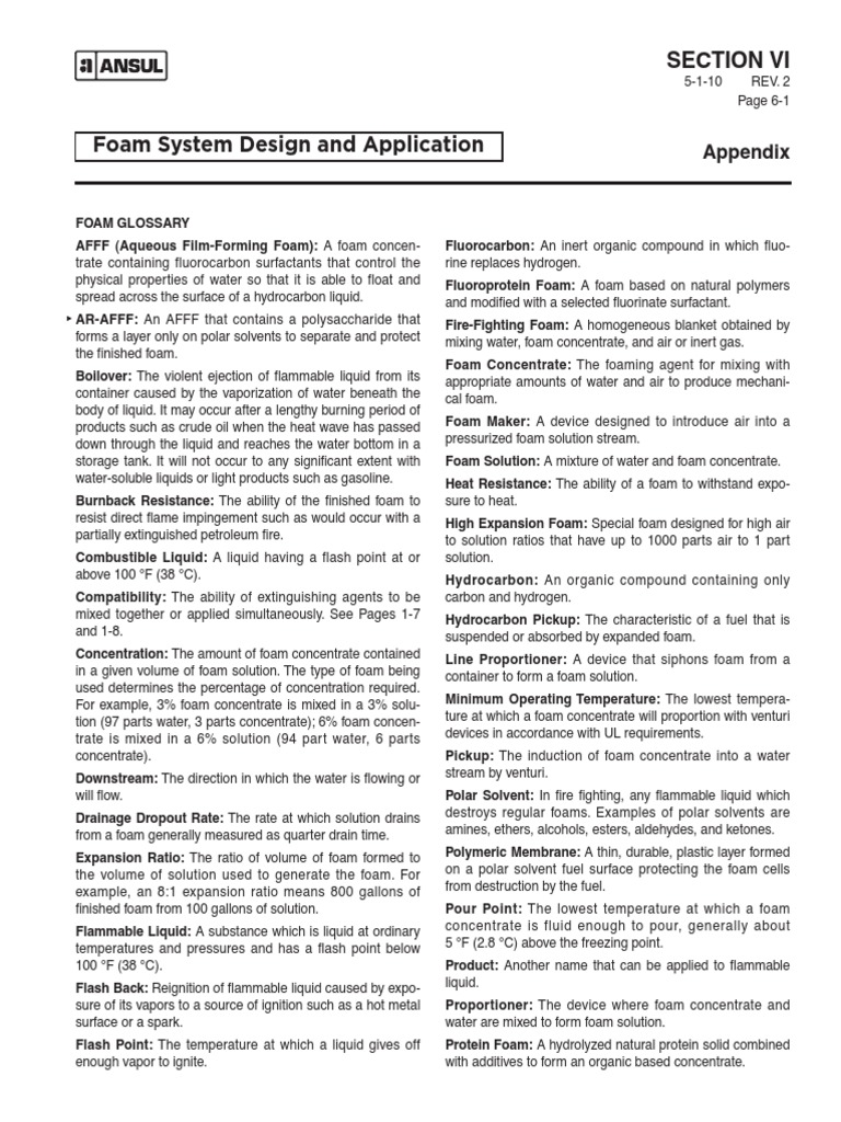 Foam System Design and Application: Section Vi | PDF | Solution | Smoke