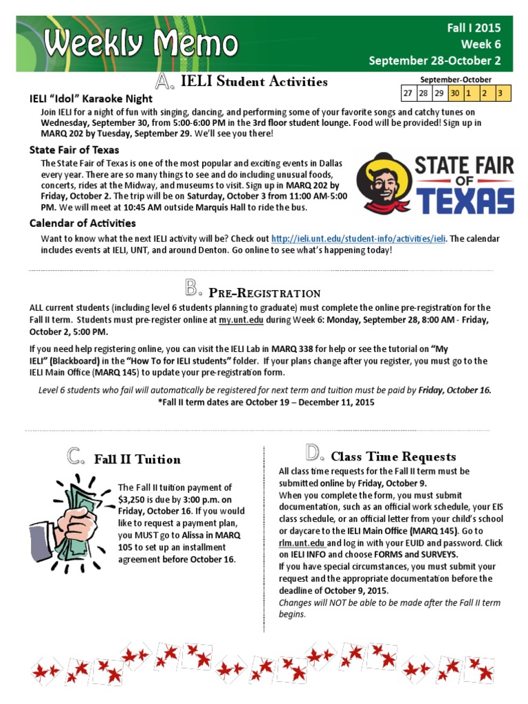 2015 Fall I Week 6 - Weekly Memo | PDF