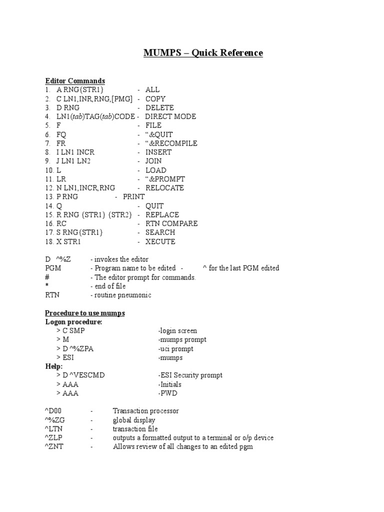 Mumps Tutorial | PDF | String (Computer Science) | Data Type