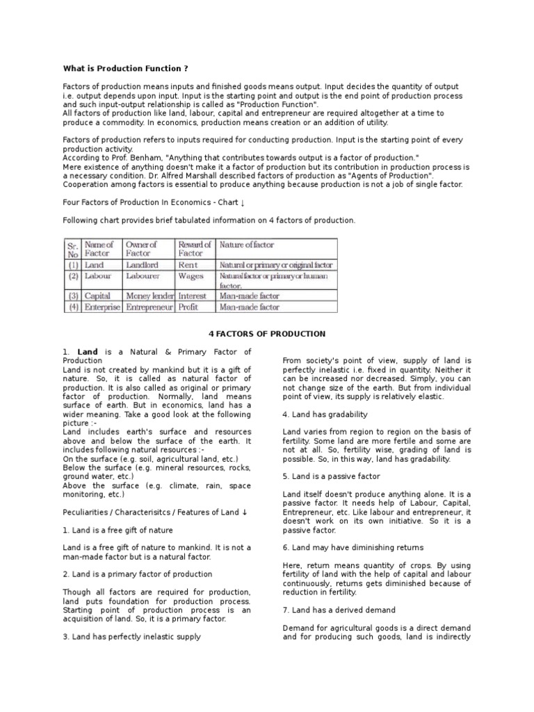 4 Factors of Production | PDF | Capital (Economics) | Factors Of Production