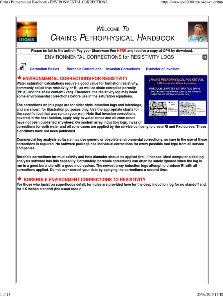 Crain's Petrophysical Handbook | PDF | Logarithm | Electrical ...