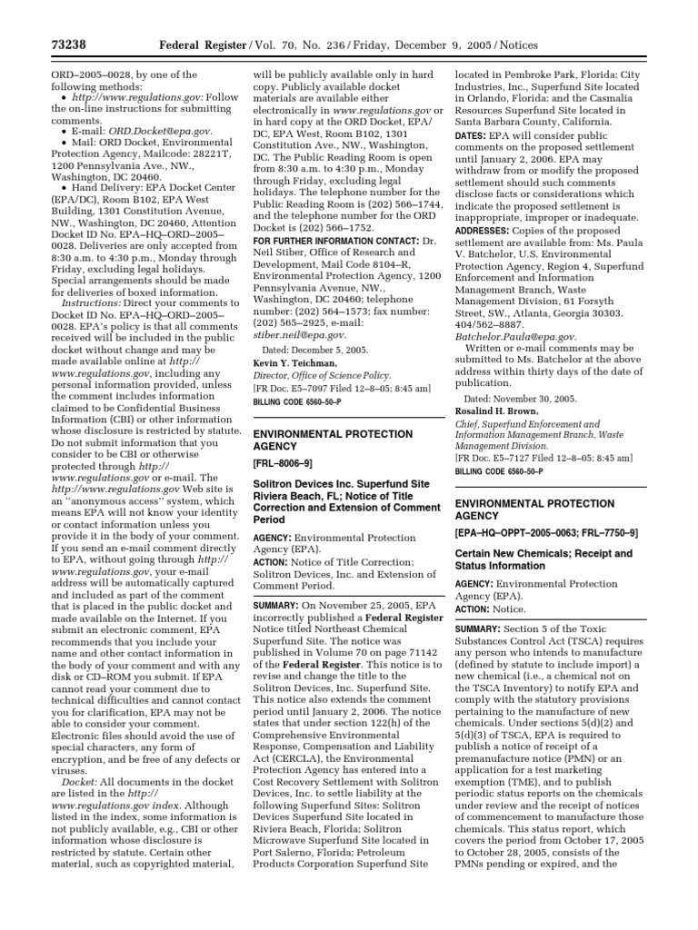 Notice: Environmental Statements Availability, Etc.: New Chemicals ...