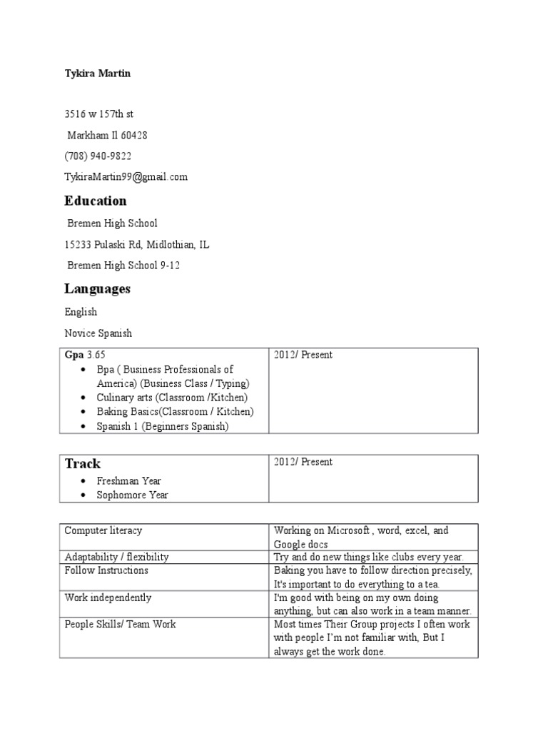 Tykira Martin's Educational Profile | PDF