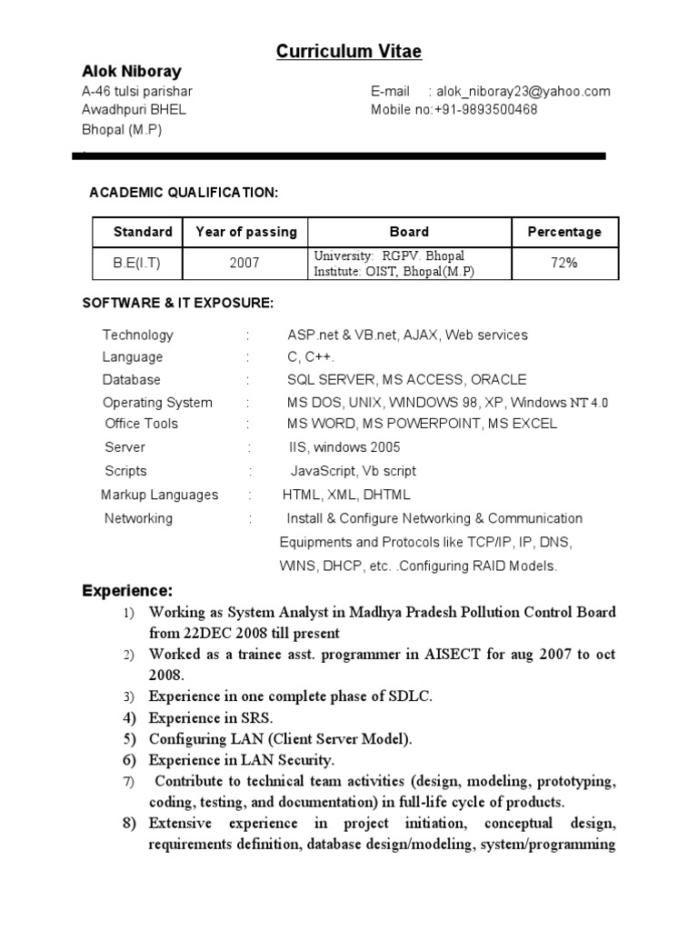 Alok Resume | PDF | Dynamic Html | Microsoft Sql Server