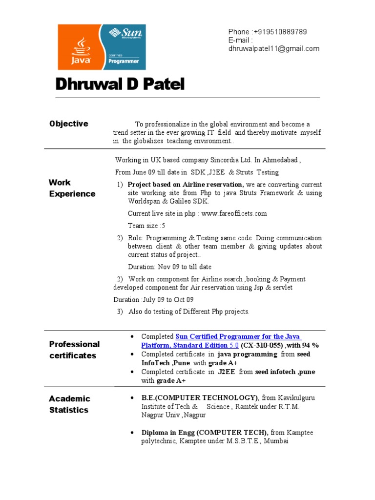 Dhruwal Resume | PDF | Java Server Pages | Java (Programming Language)