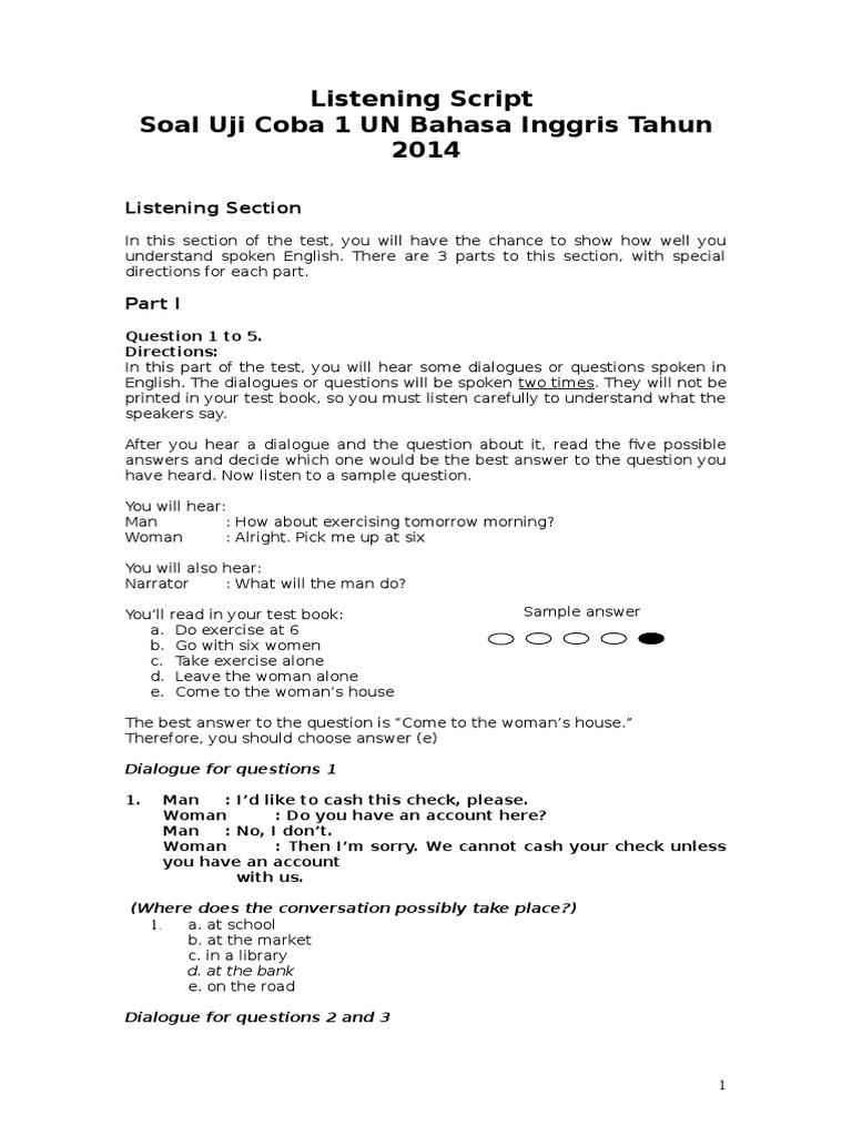 2014 UN English Listening Test Script | PDF