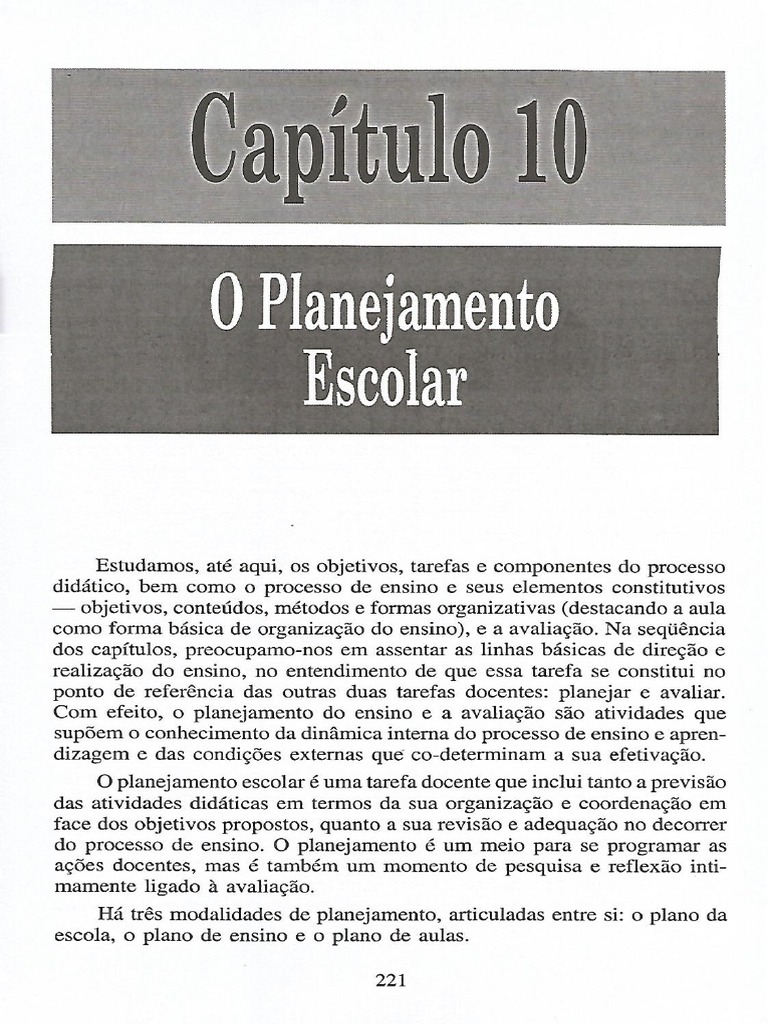 Libâneo - Didática. Planejamento Escolar | PDF