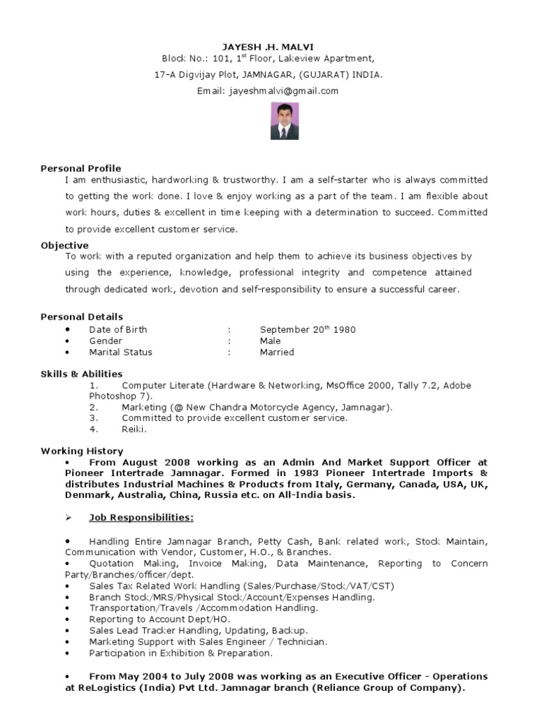 Jayesh Resume Non IT | PDF | Business | Computing