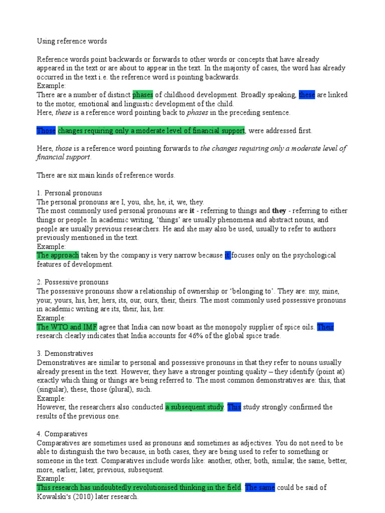 Using Reference Words | PDF | Grammatical Number | Pronoun
