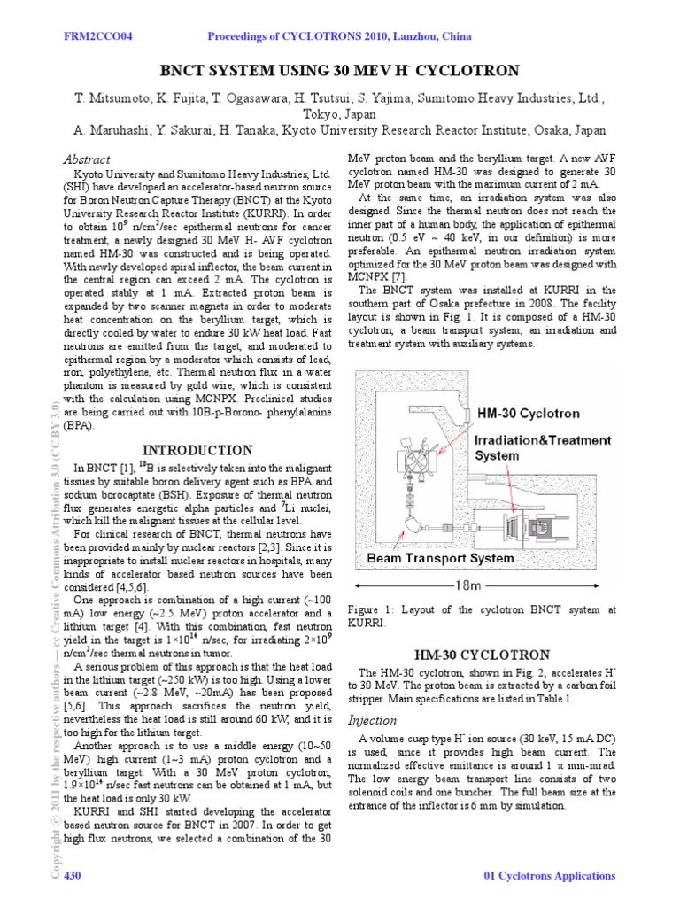 BNCT With Cyclotron HM-30 PDF | PDF | Neutron | Particle Accelerator